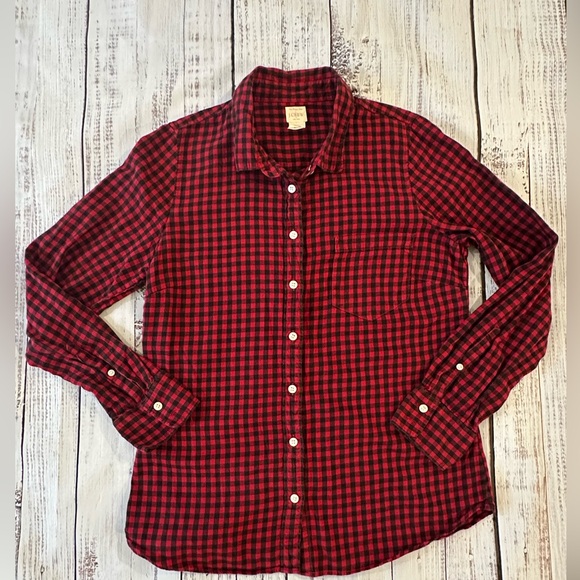 J. Crew | Tops | 45 J Crew Buffalo Plaid Shirt Womens Size Medium ...
